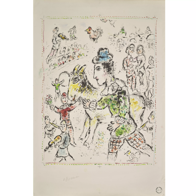 Chagall, Marc, Clown with a Yellow Goat, 1982 - Galerie Institut